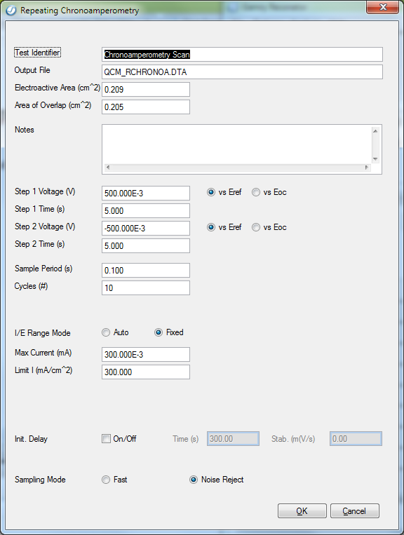 Repeating Chronoamperometry Setup